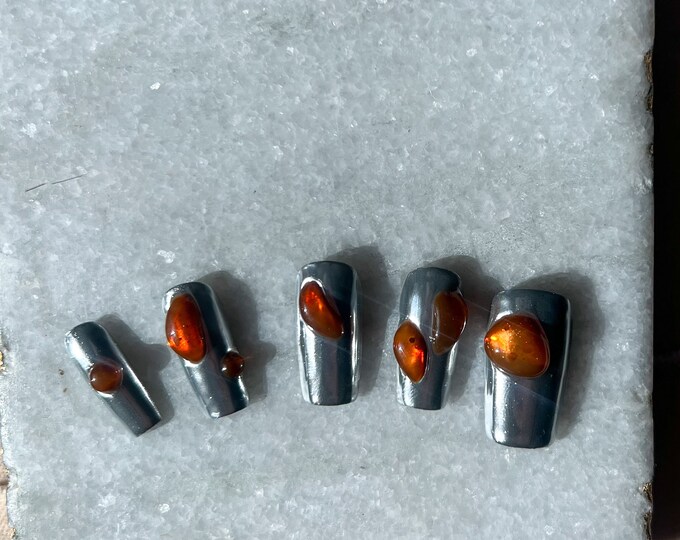 CARAMEL BLOB | Press on Nails - Apres Gel X Press on Nails - 3D Gel ...