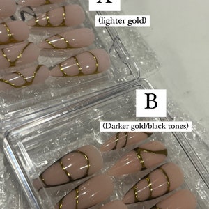 GOLD LINE Press on Nails Apres Gel X Gold Chrome Nails Natural Nails ...