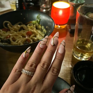 GOLD LINE Press on Nails Apres Gel X Gold Chrome Nails Natural Nails ...