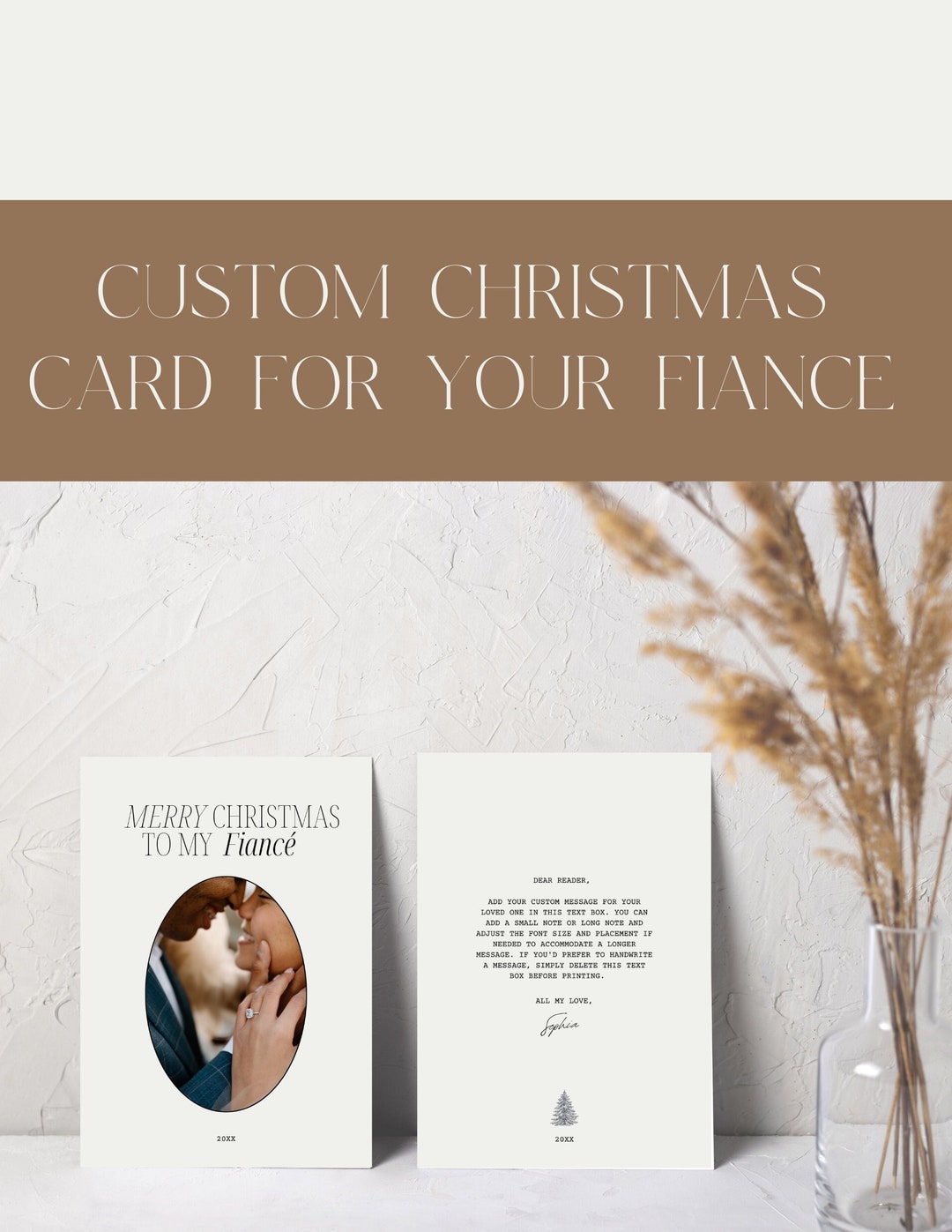 Modern Aesthetic Customizable Christmas Card for Fiance Canva Template ...