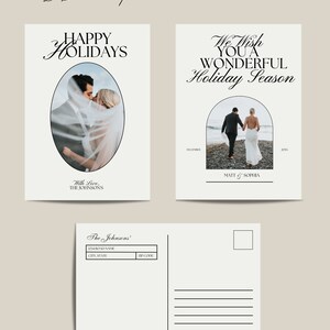 Modern Aesthetic Customizable Holiday Card Canva Template With Photos ...