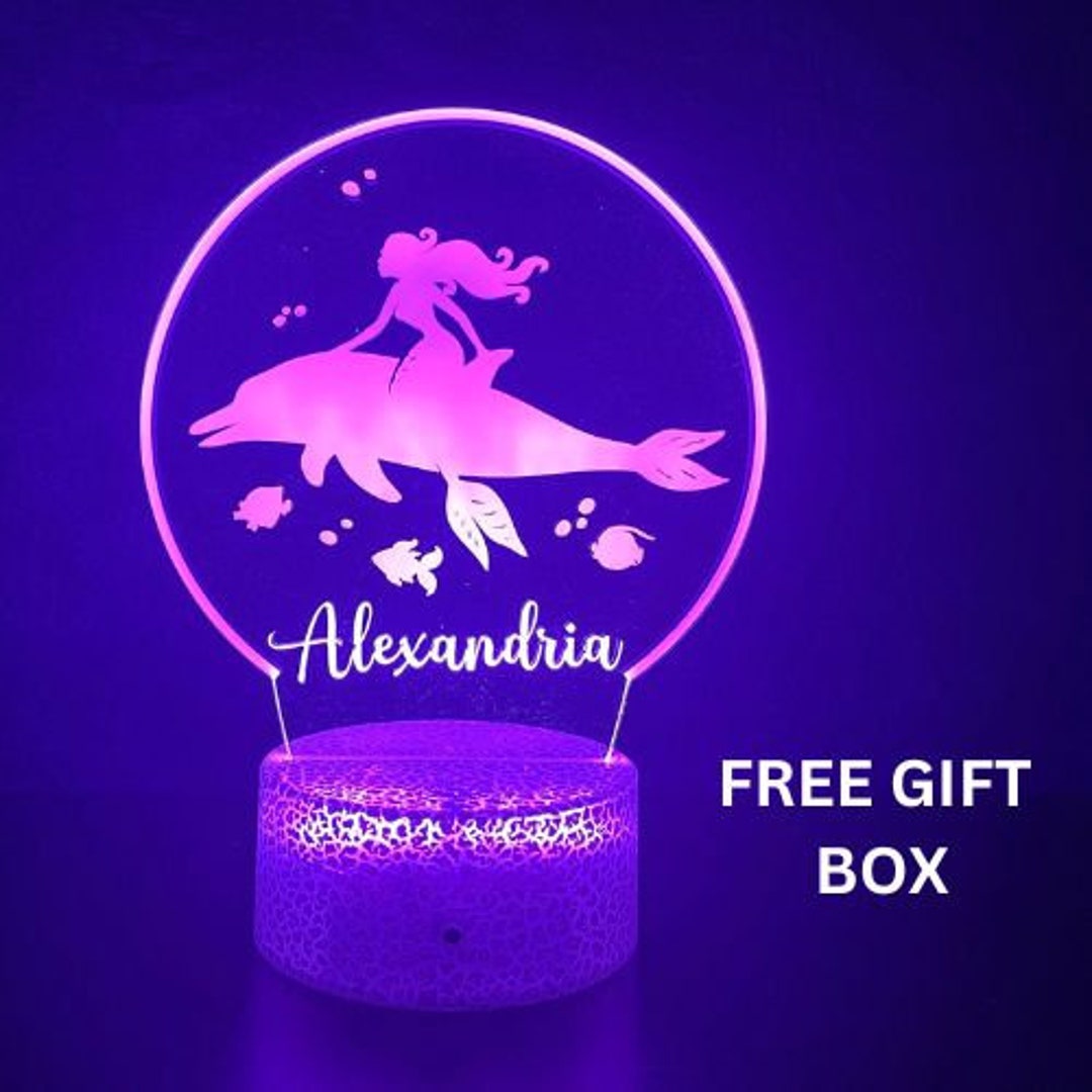 Kids Personalized Mermaid Night Light, Girls Birthday Gift, Custom Name ...
