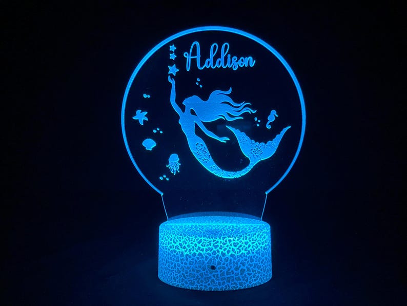 Personalized Mermaid LED Night Light, Kids Bedroom Decor,kids ...