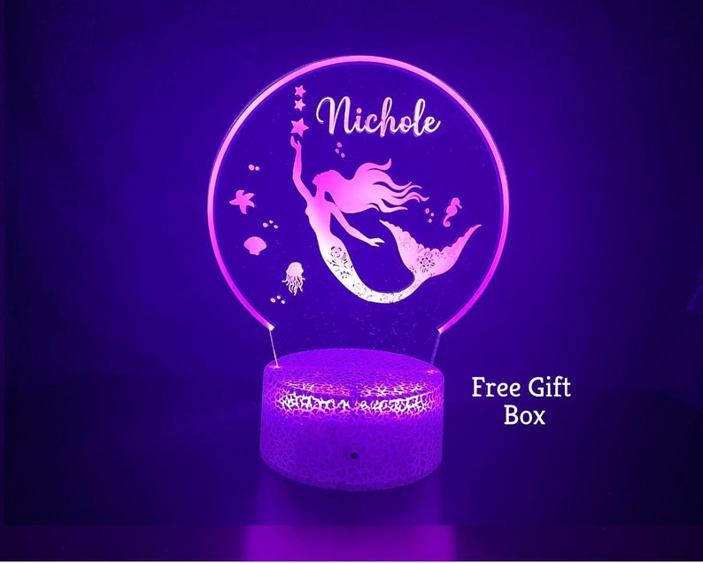 Personalized Mermaid LED Night Light, Kids Bedroom Decor,kids ...