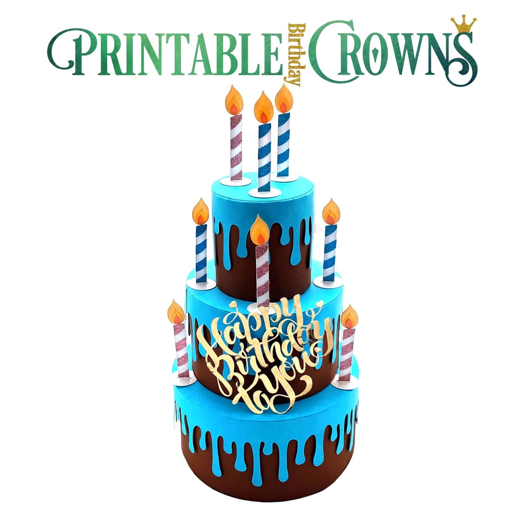 3D Birthday Cake Set Template | PRINTABLE | Wrapping for Gifts ...