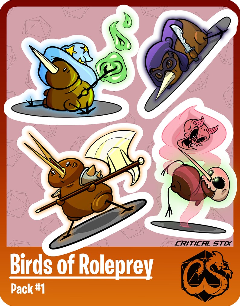 Cute Kiwi Dnd Stickers, Dungeons and Dragons Class Stickers, Matte ...