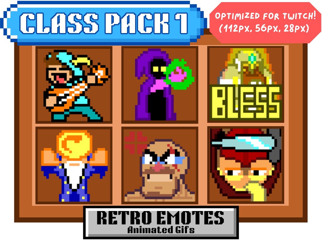 6 Animated Retro Dnd Class Emotes | Gif Pack for Youtube, Discord ...
