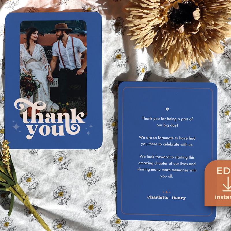 Retro Thank You Cards - Etsy