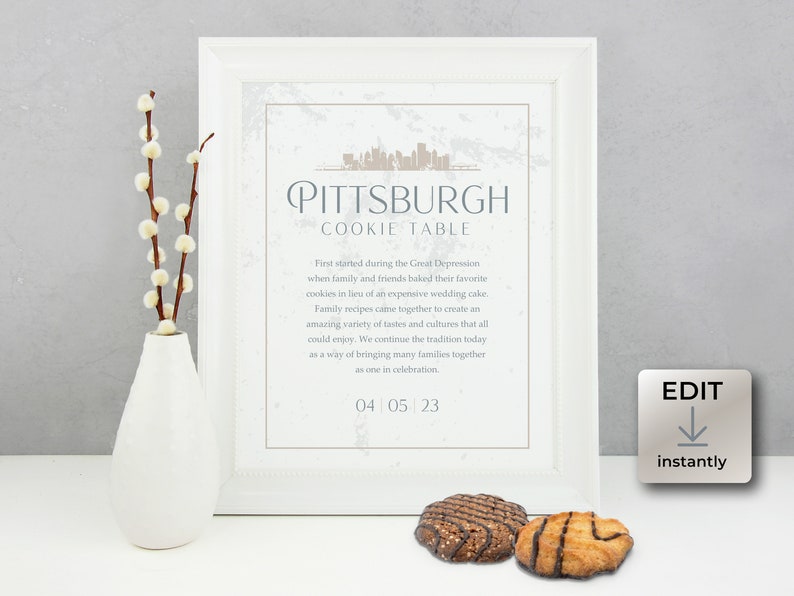 Boho Pittsburgh Cookie Table Sign: Editable Wedding Template (digital ...