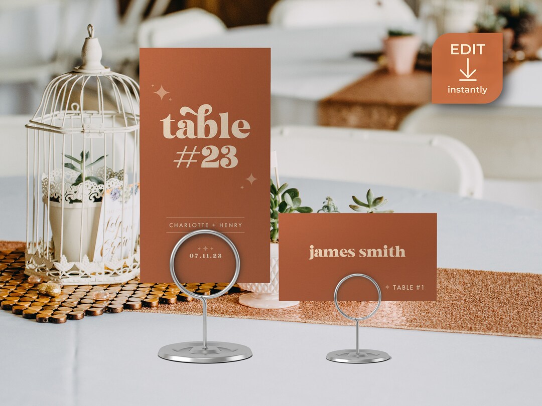 Retro Table Number Bundle, Wedding Table Number, Wedding Place Cards ...