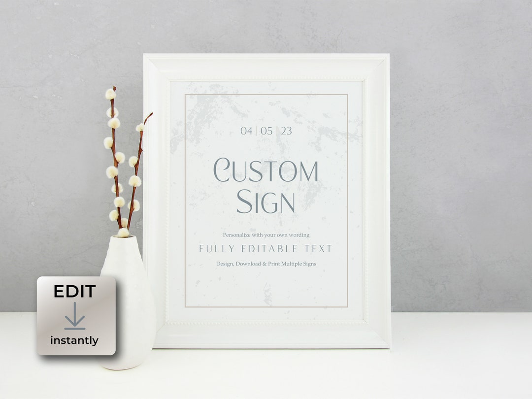 White Custom Sign Template, Wedding Custom Sign, Elegant Wedding Sign ...