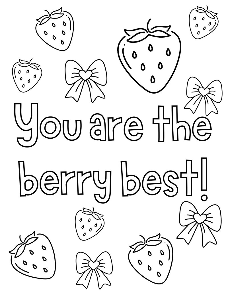 You Are the Berry Best Coquette Strawberry Coloring Page - Etsy