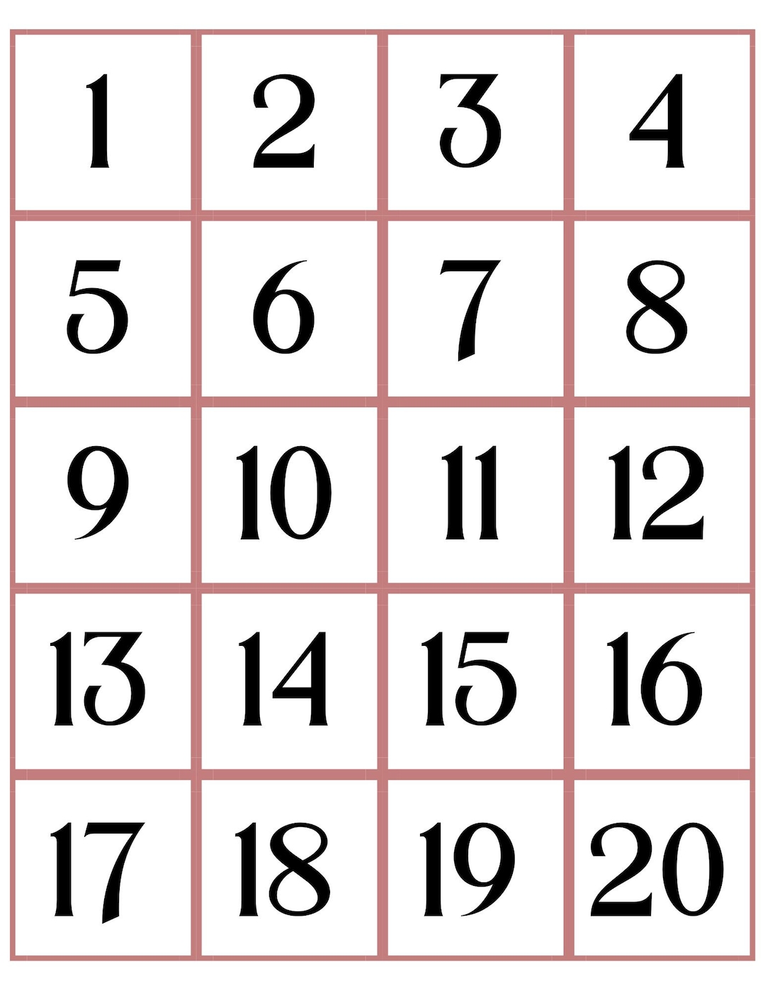 Number Bingo Cards 1-20 for Preschool Teacher - Etsy