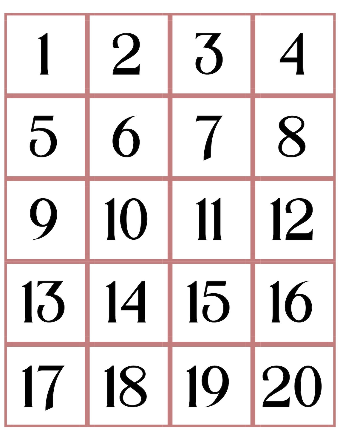 Number Bingo Cards 1-20 for Preschool Teacher - Etsy