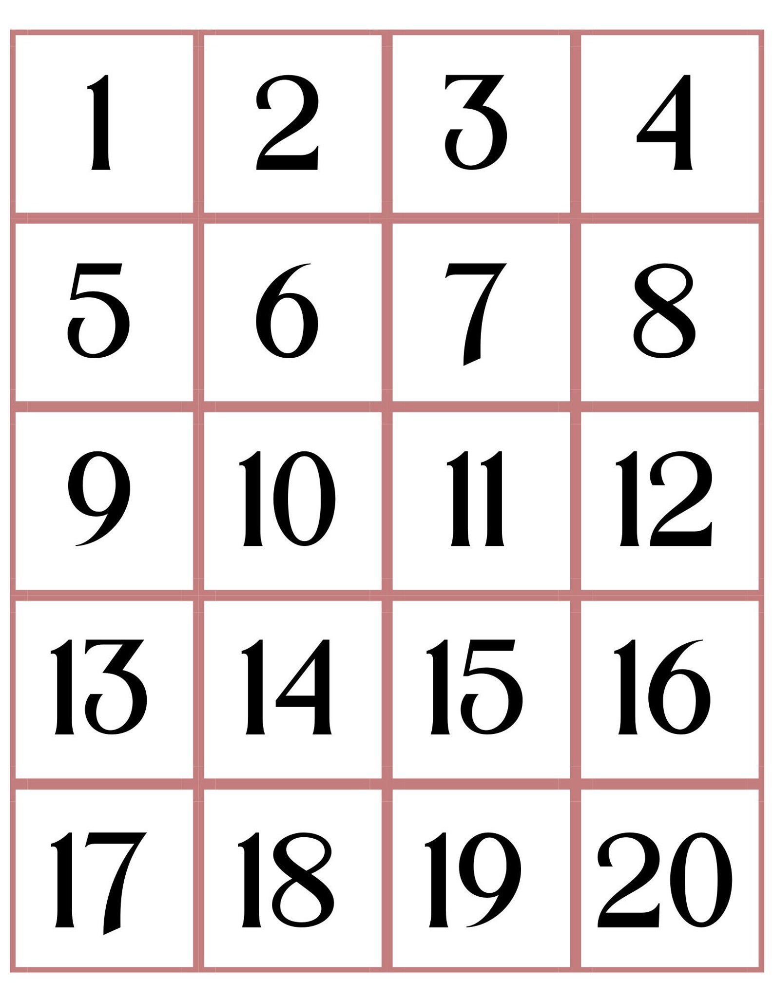 Tarjetas de bingo de números del 1 al 20 para maestros de preescolar ...