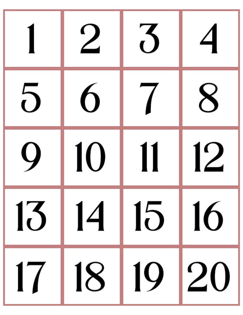 Number Bingo Cards 1-20 for Preschool Teacher - Etsy