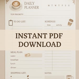 Coffee Themed Daily Planner: Cozy Printable To-do List (PDF Download ...