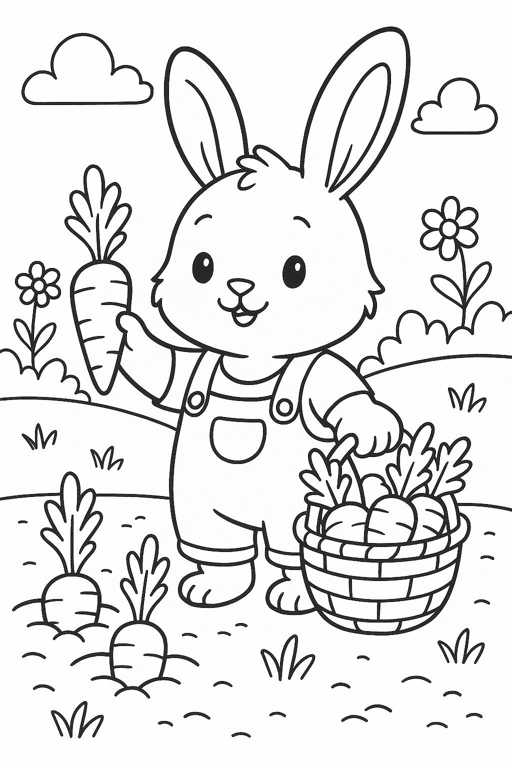 Bunny’s Carrot Harvest Digital Printable A4 Paper Coloring Paper - Etsy