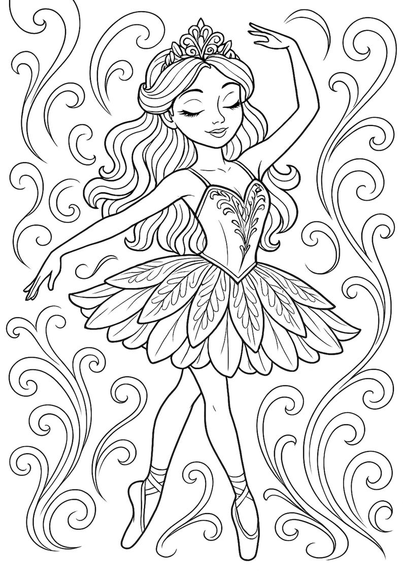 Printable Ballerina Coloring Pages – A4 PDF Download | Graceful Ballet ...
