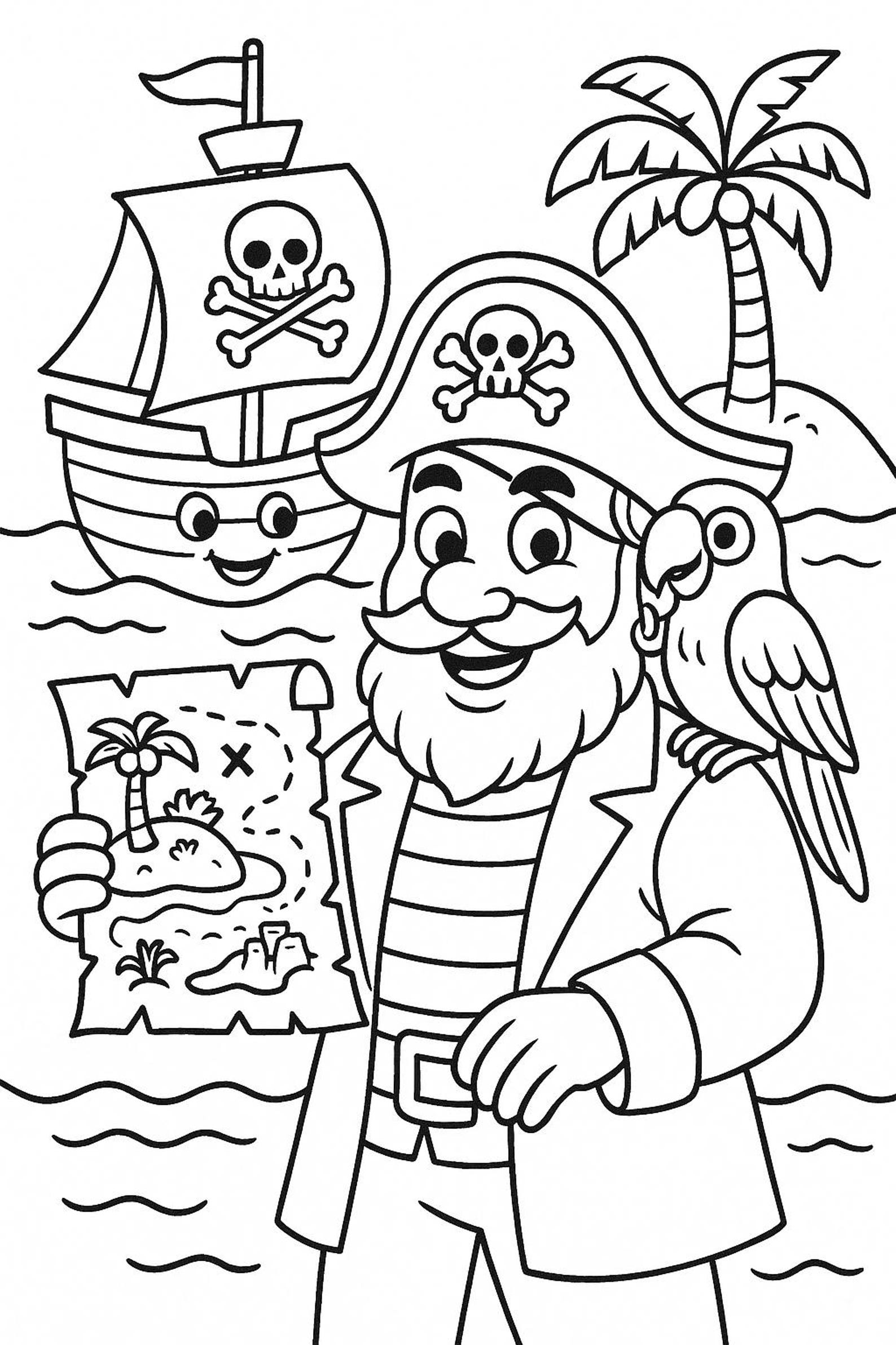 Pirate Treasure Adventure Coloring Page – A4 Instant Download | Kids ...