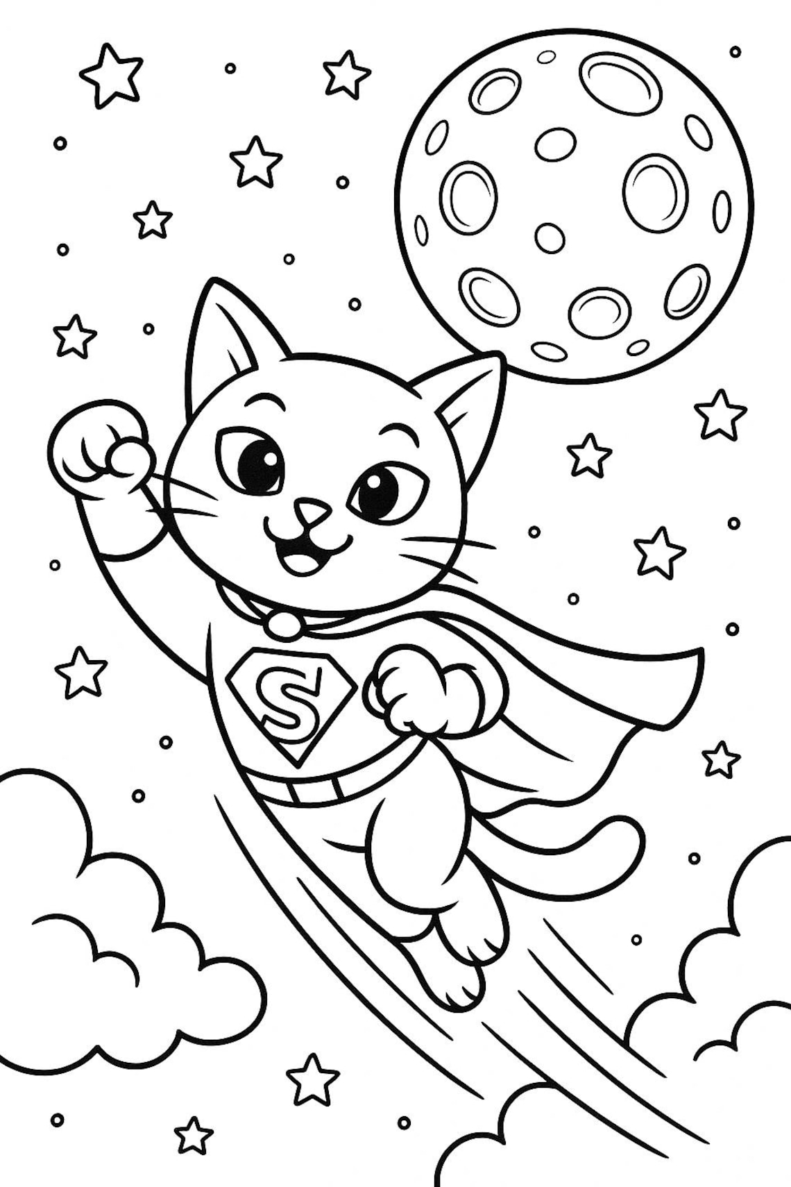Super Cat Superhero Coloring Pages – Instant Printable Kids Coloring ...