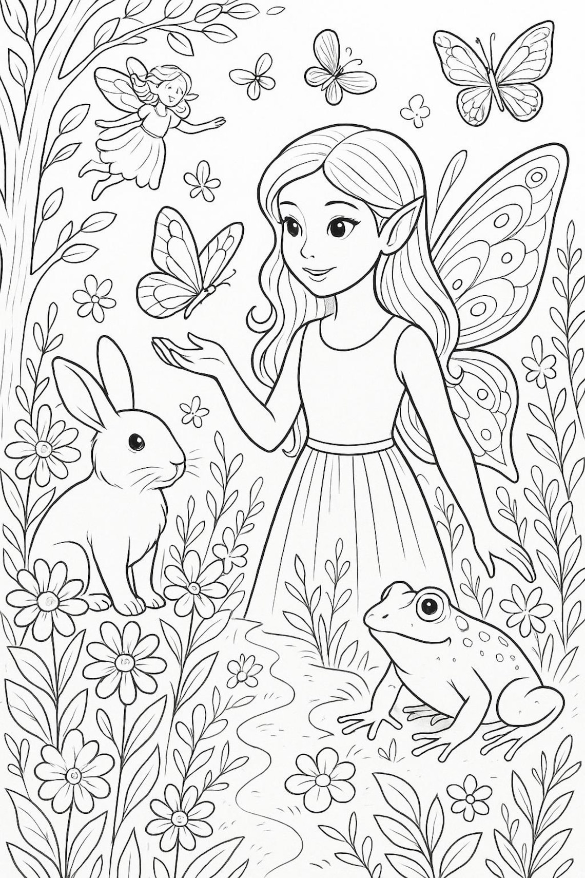 Enchanted Forest Fairy Coloring Book • 10 Printable A4 Line-art Pages ...
