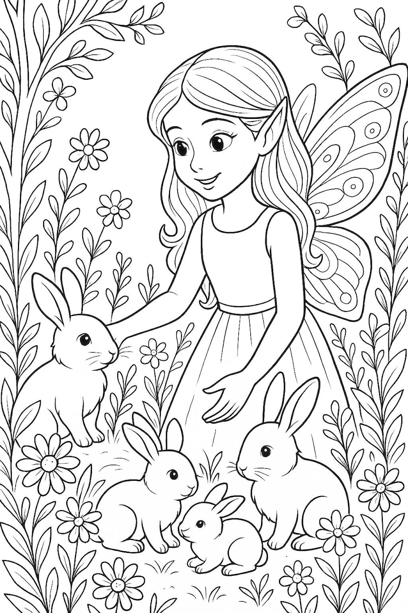 Enchanted Forest Fairy Coloring Book • 10 Printable A4 Line-art Pages ...