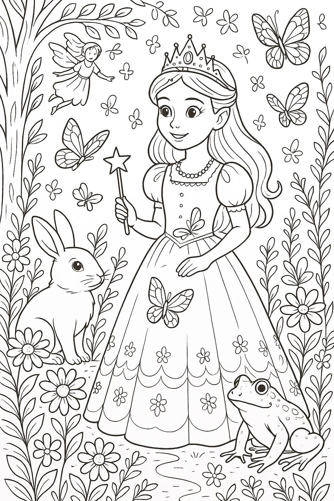 Enchanted Forest Fairy Coloring Book • 10 Printable A4 Line-art Pages ...