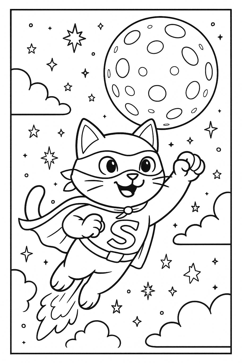 Super Cat Superhero Coloring Pages – Instant Printable Kids Coloring ...
