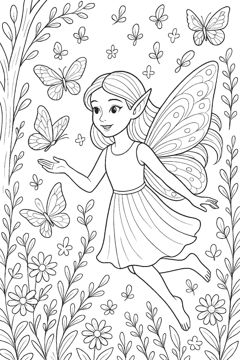 Enchanted Forest Fairy Coloring Book • 10 Printable A4 Line-art Pages ...