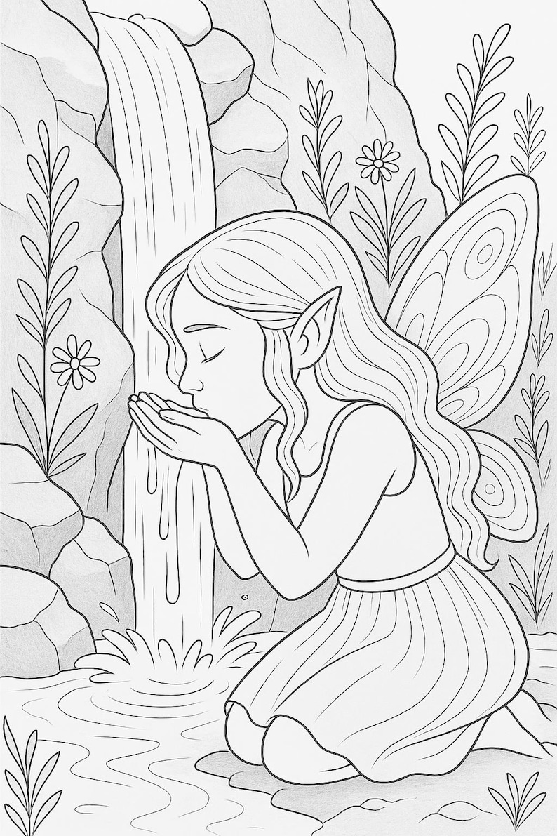 Enchanted Forest Fairy Coloring Book • 10 Printable A4 Line-art Pages ...