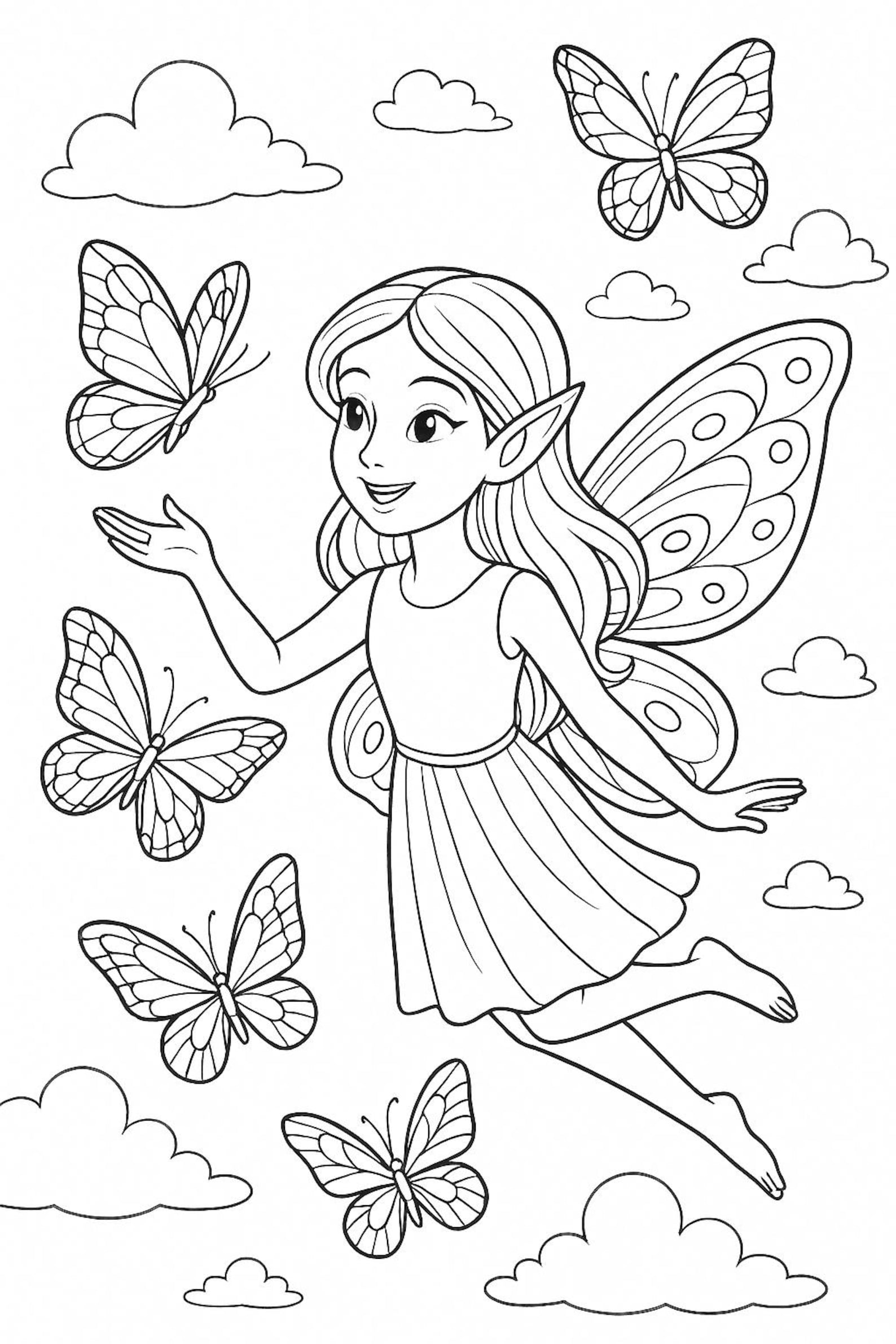 Enchanted Forest Fairy Coloring Book • 10 Printable A4 Line-art Pages ...