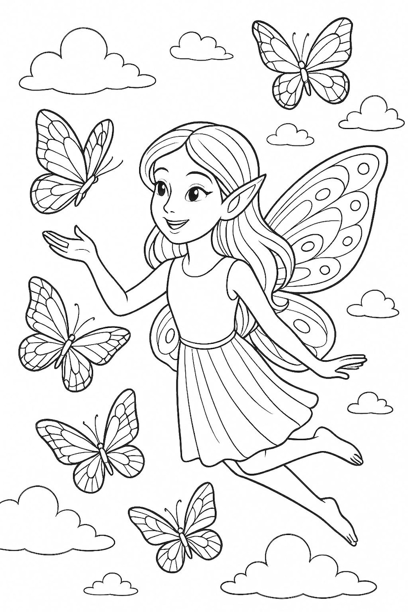 Enchanted Forest Fairy Coloring Book • 10 Printable A4 Line-art Pages ...