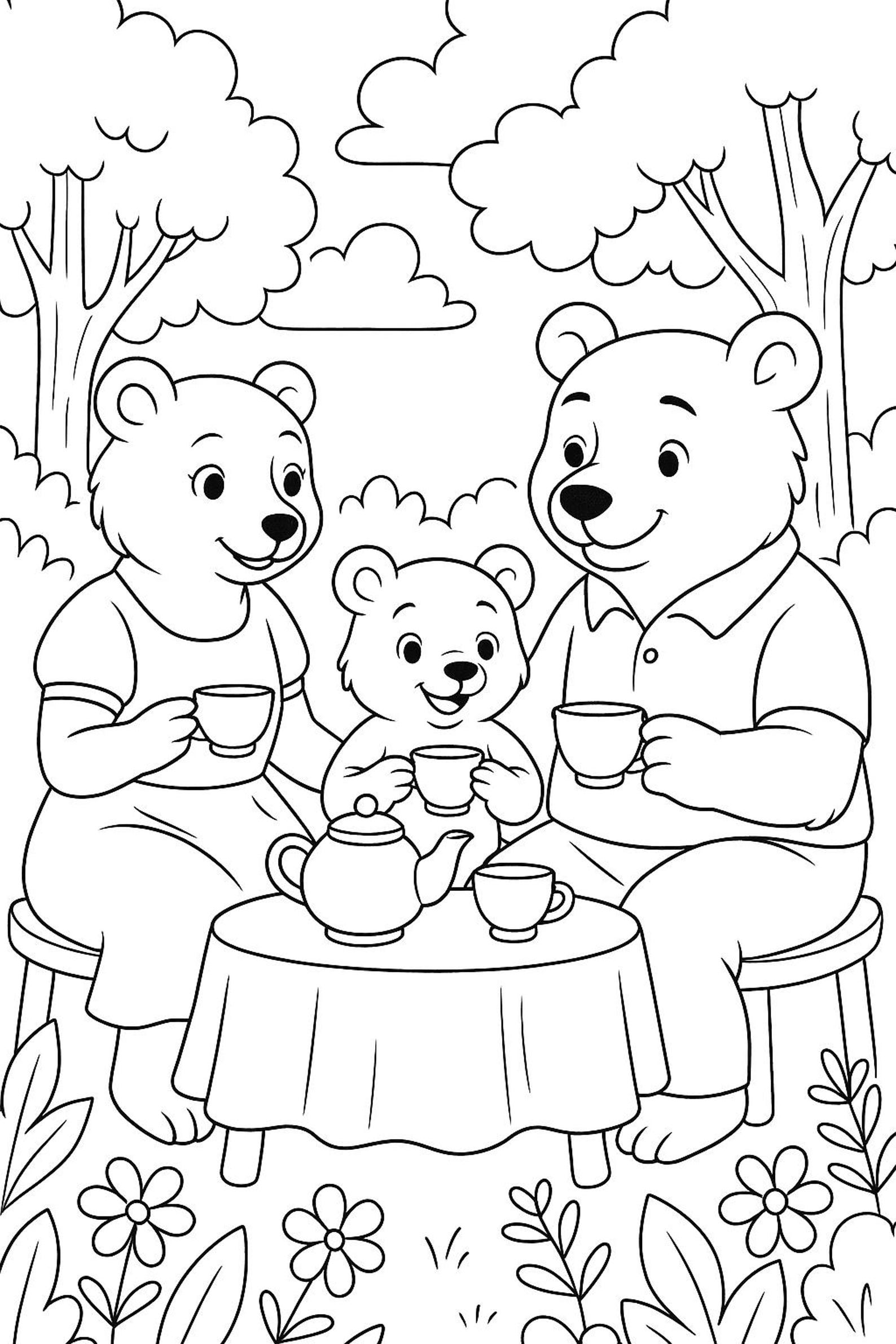 Bear Family Fun – 3 Printable A4 Portrait Coloring Pages, Digital ...