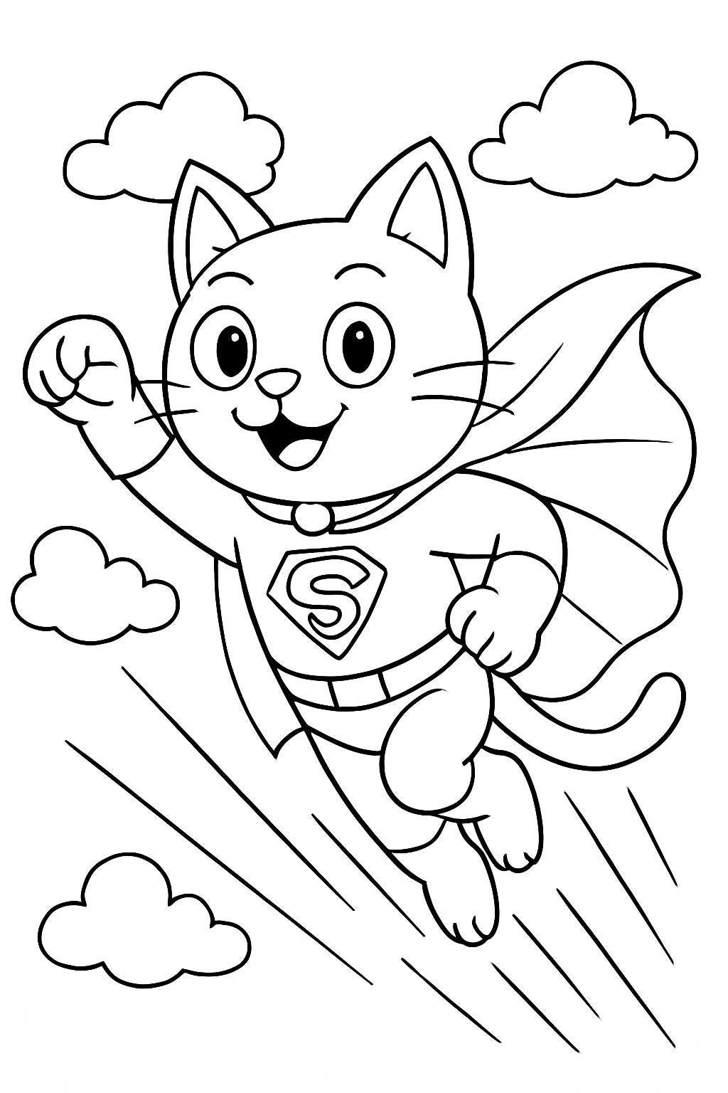 Super Cat Superhero Coloring Pages – Instant Printable Kids Coloring ...