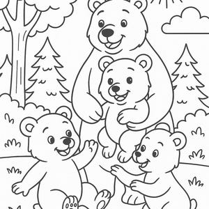 Bear Family Fun – 3 Printable A4 Portrait Coloring Pages, Digital ...