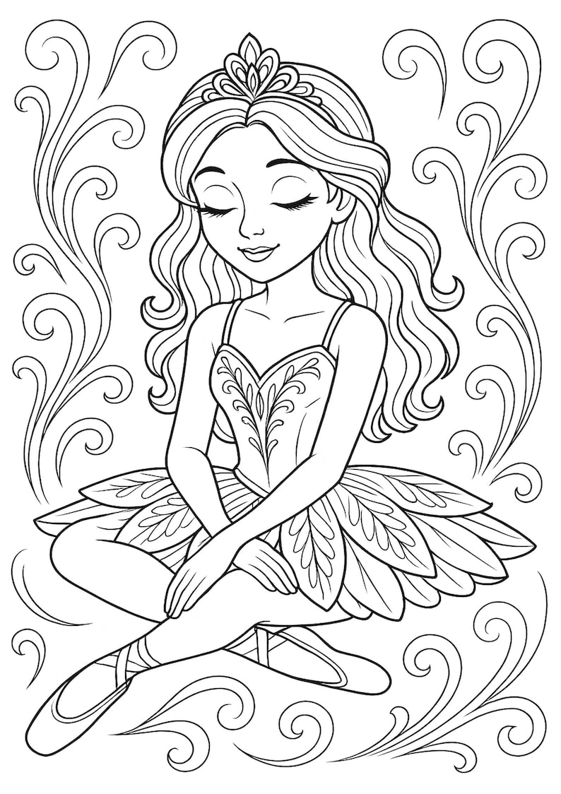 Printable Ballerina Coloring Pages – A4 PDF Download | Graceful Ballet ...