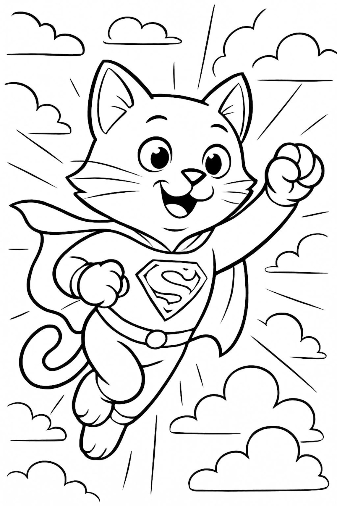 Super Cat Superhero Coloring Pages – Instant Printable Kids Coloring ...