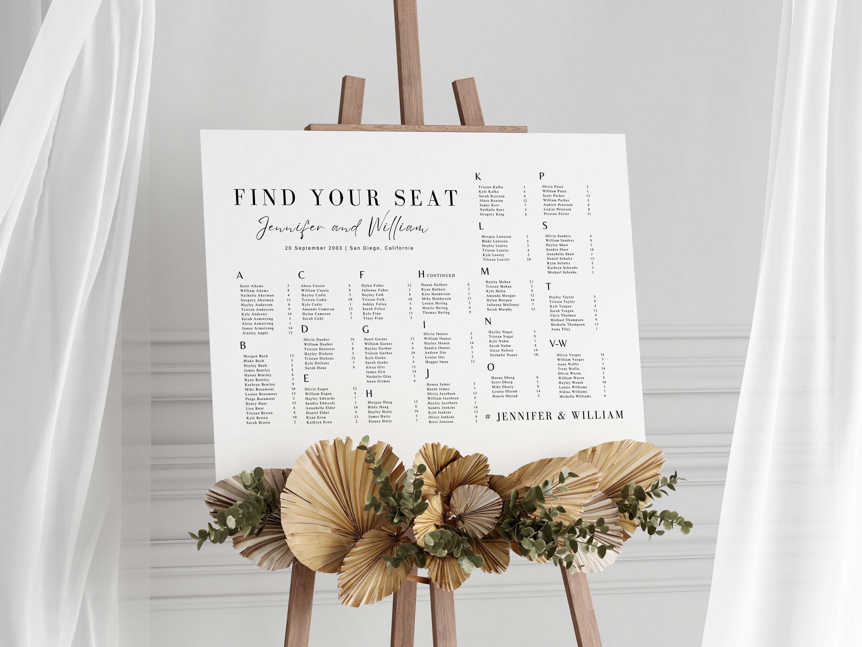 Wedding Seating Chart Template, Wedding Table Plan, Alphabetical ...