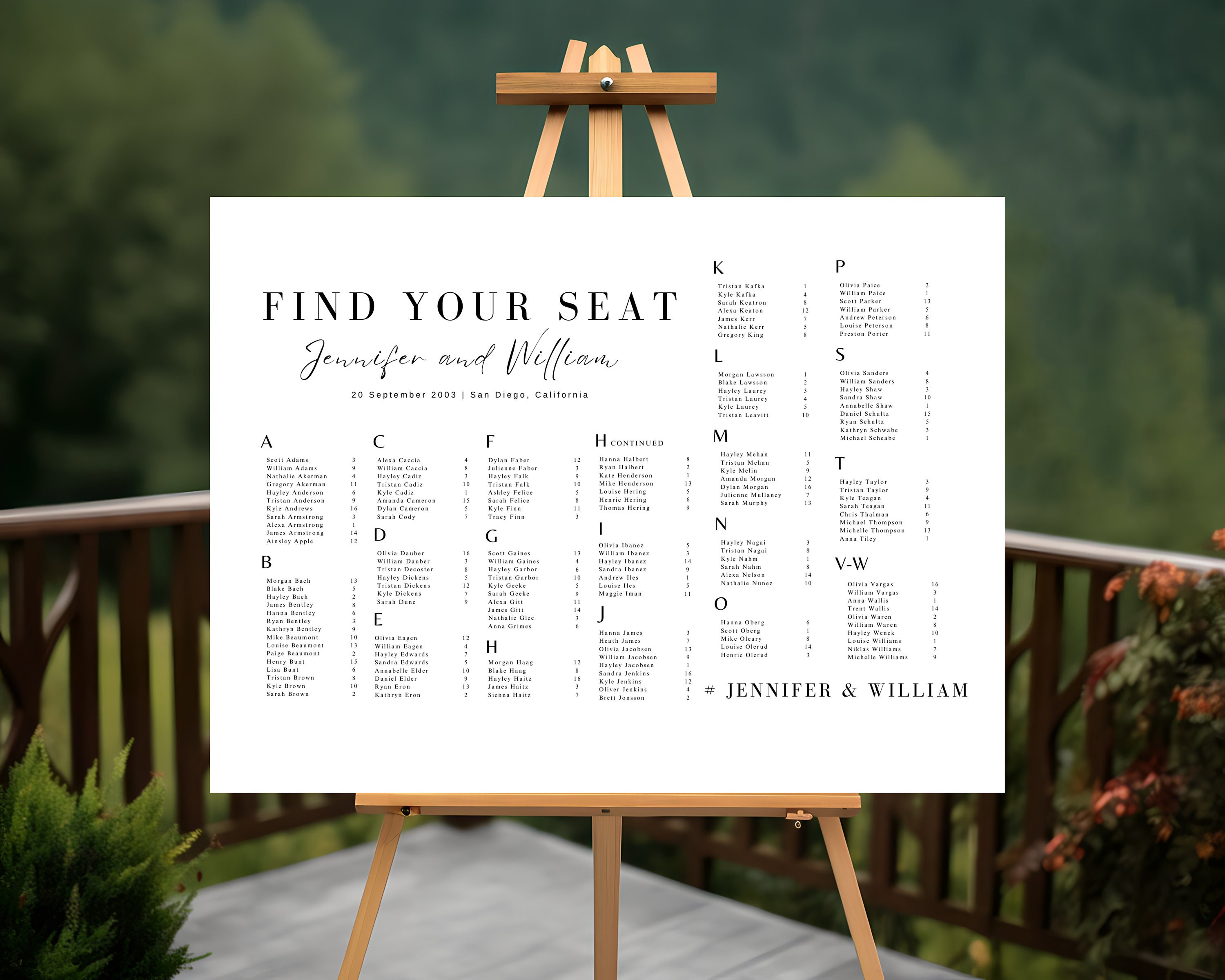 Wedding Seating Chart Template, Wedding Table Plan, Alphabetical ...