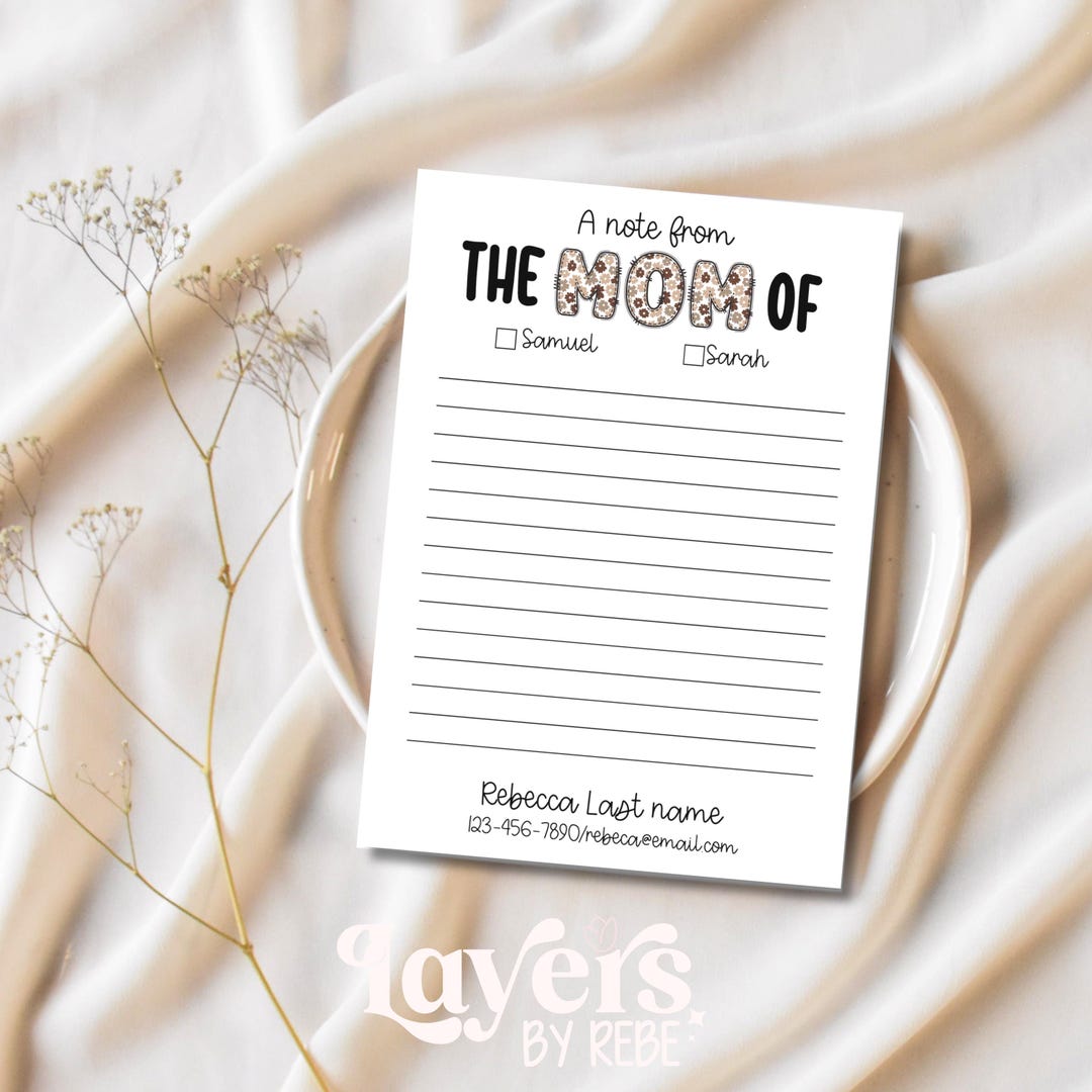Personalized Mom Notepad | Custom Teacher Parent Notes Pad | A Note ...