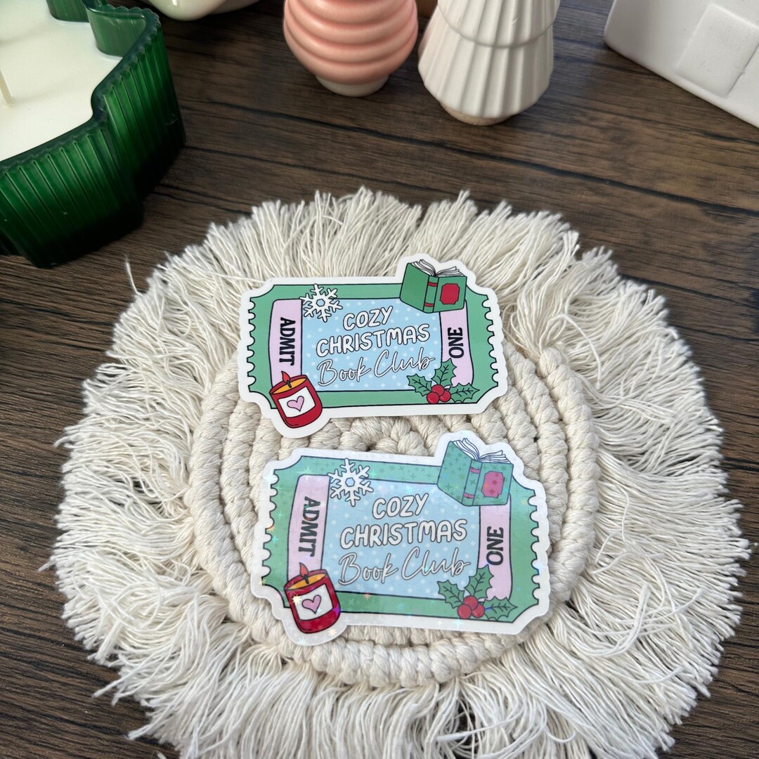 Cozy Christmas Book Club Sticker, Holiday Reading Sticker, Bookish ...