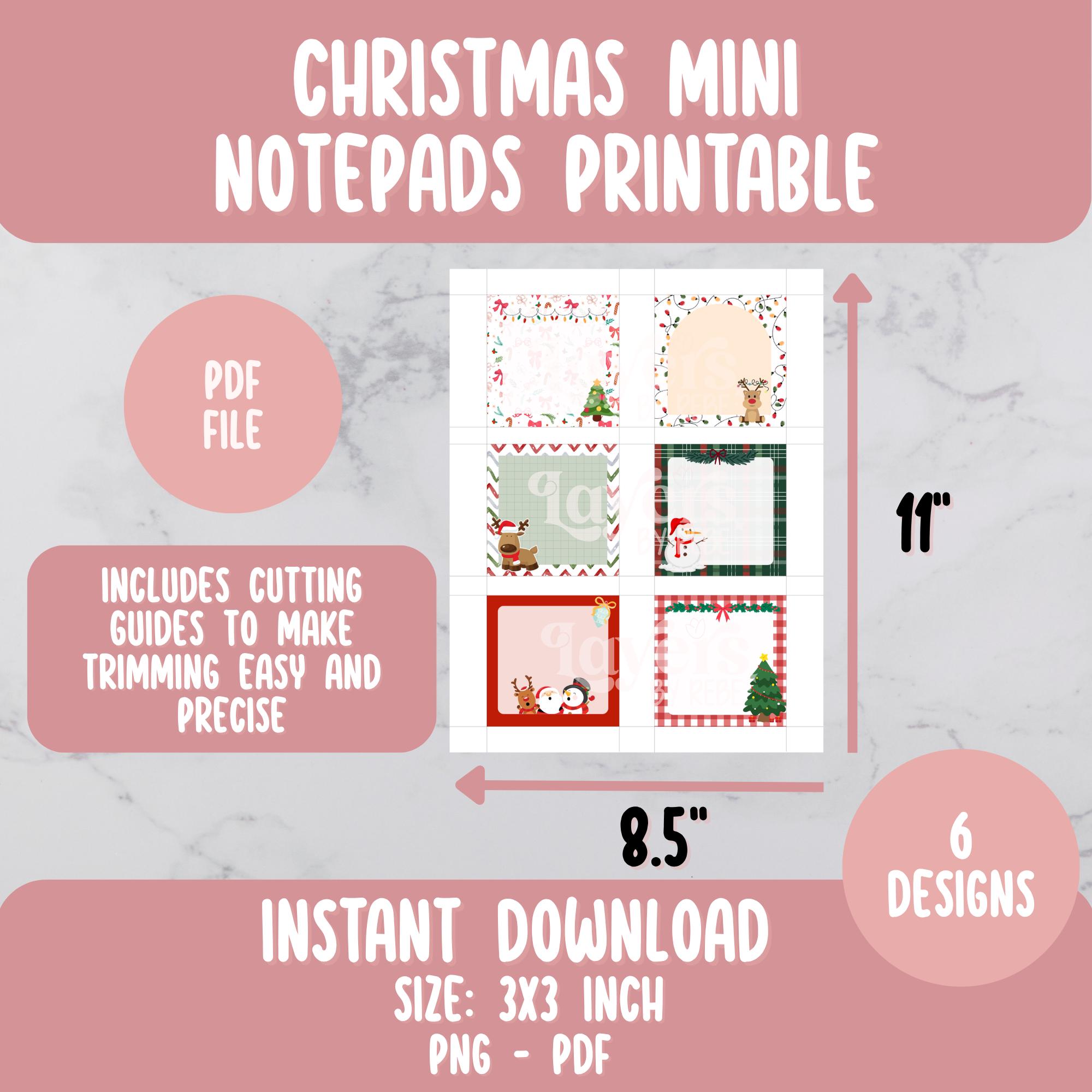 Christmasprintable Mini Notepads 3x3, Christmas Notepad Set of 6 ...