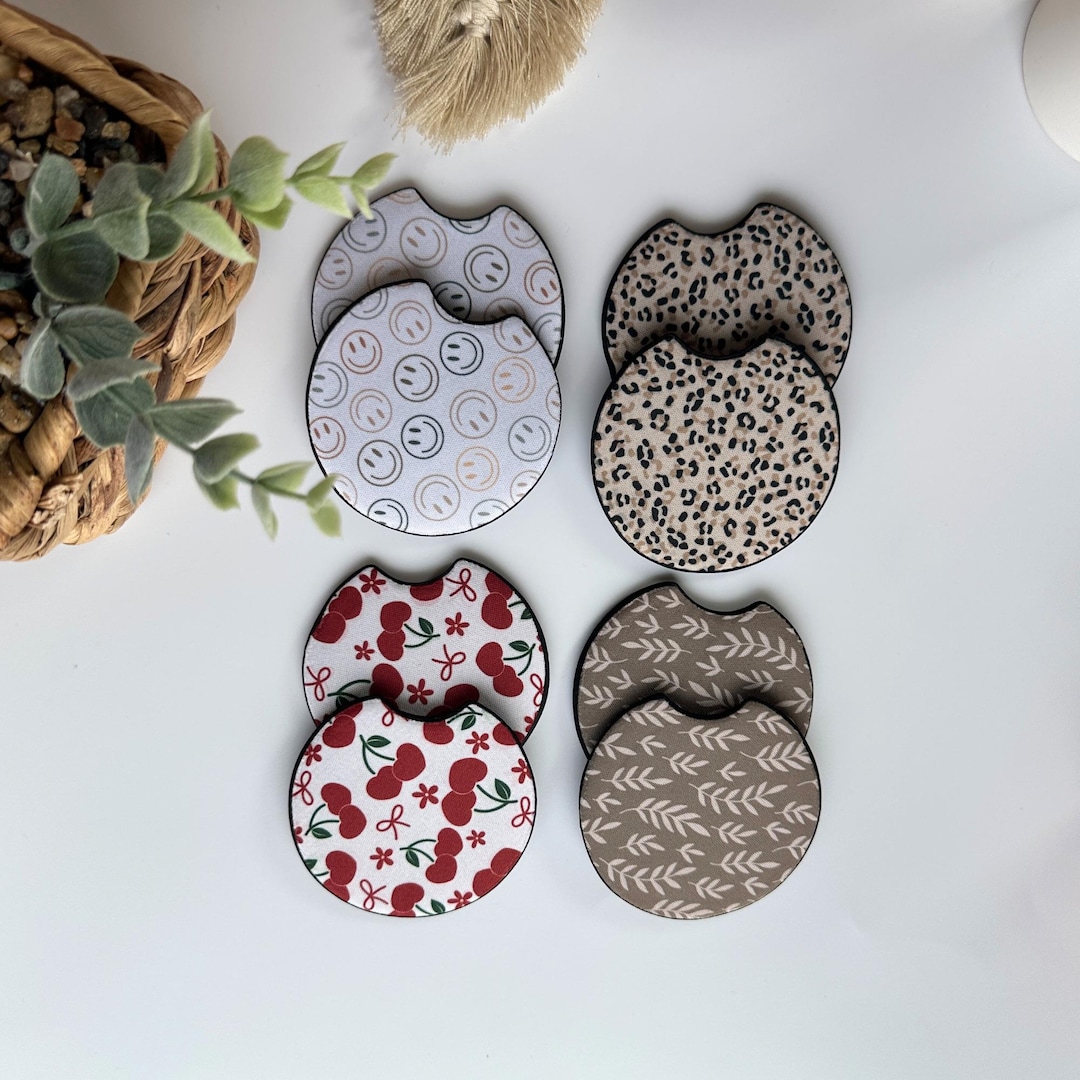 Car Coasters, Cute Car Accessories Set, Set of 2 Bow Coasters, Gift for ...