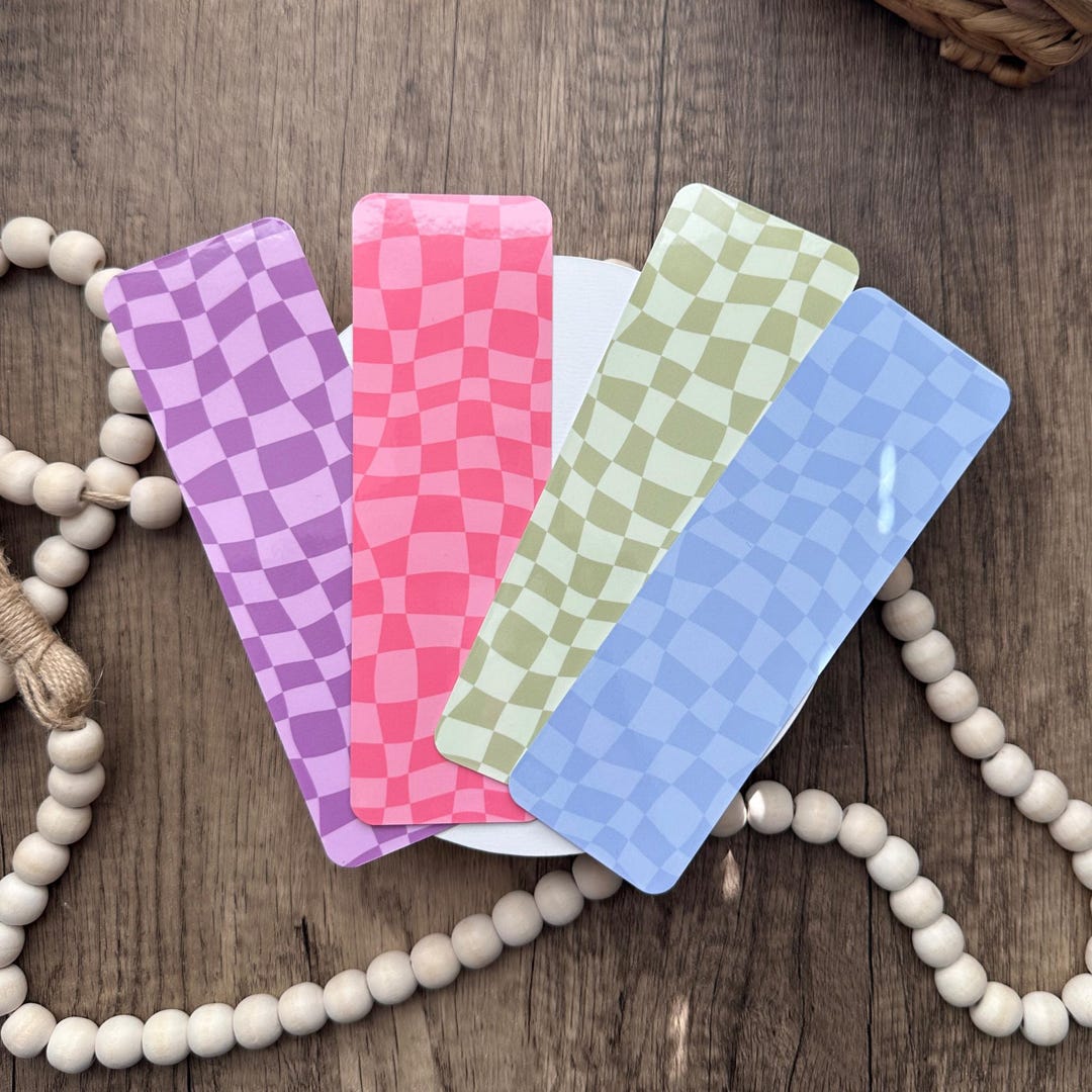 Checkered Bookmark Set, Wavy Checkered Bookmark, Bookish Bookmarks ...