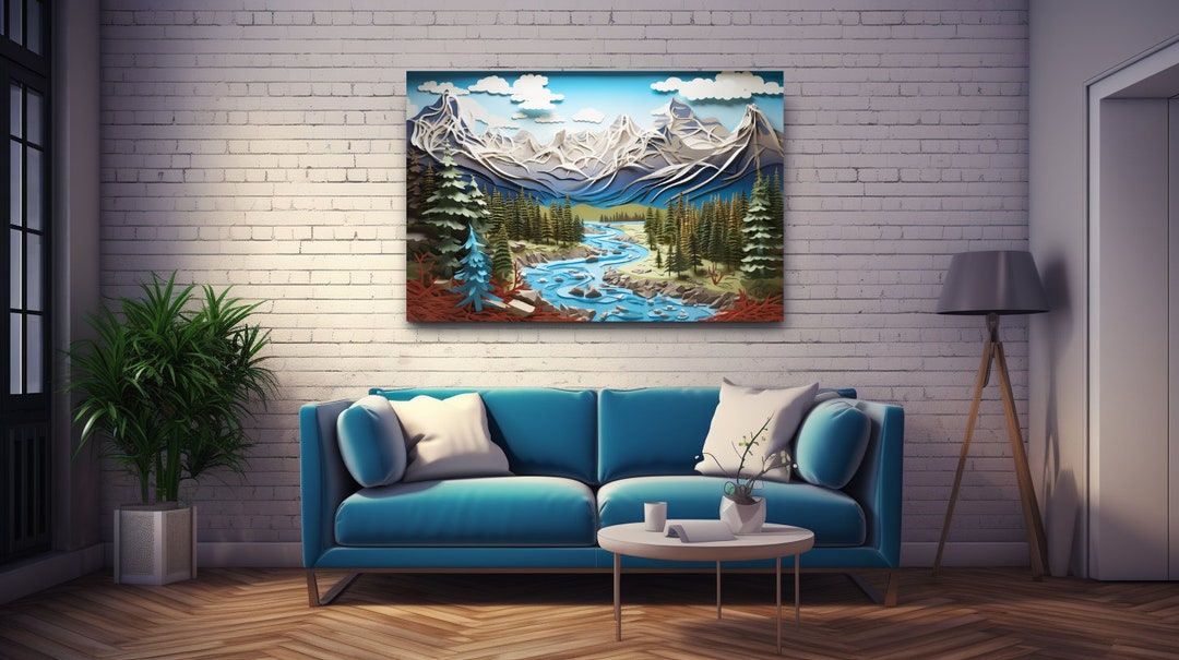 Banff National Park V3 Paper Cut Craft Illustration Print, Travel ...