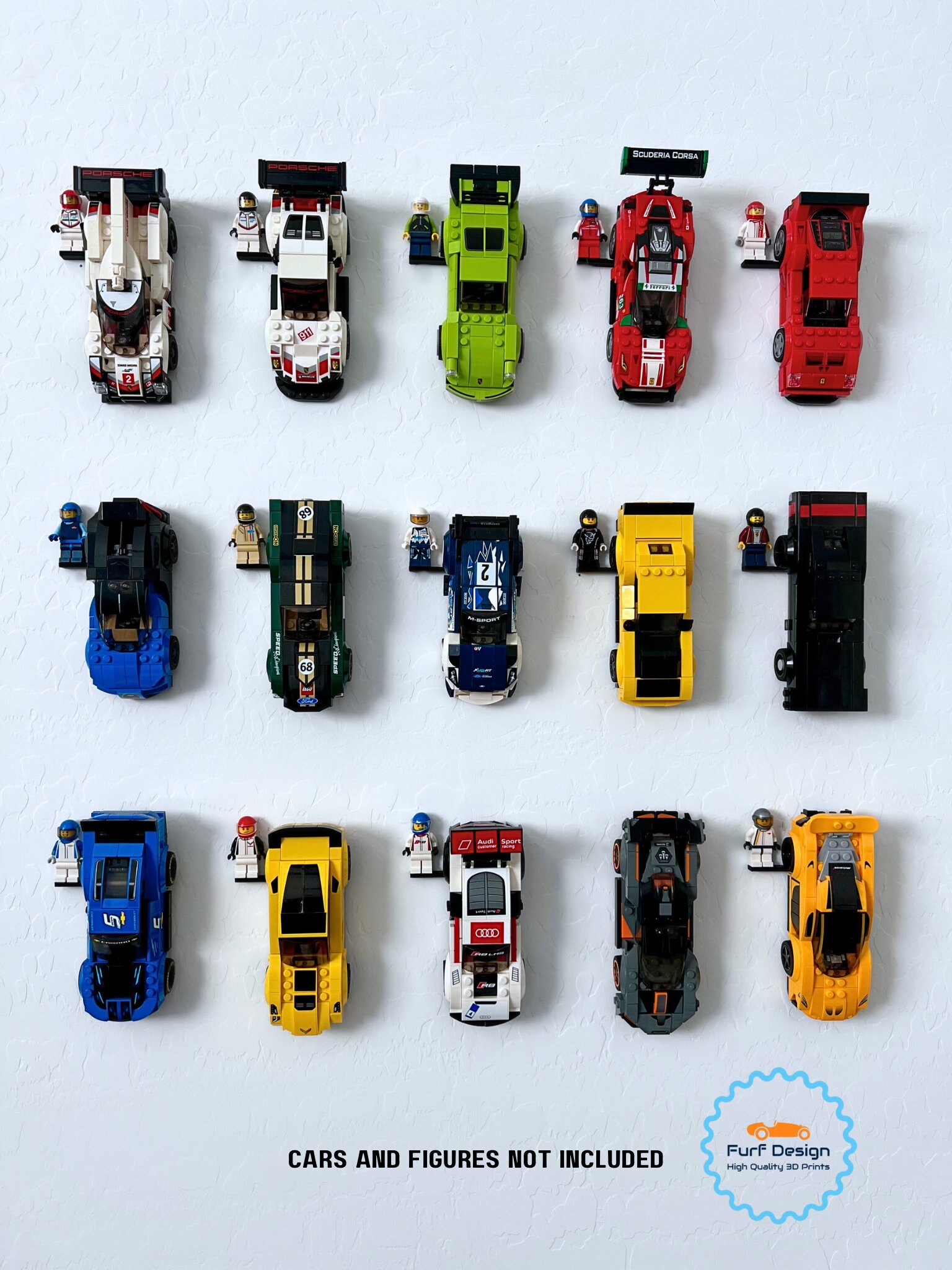 Wall Mount for Brick Cars and Figure; The Original (6-stud wide; 2015-2019)