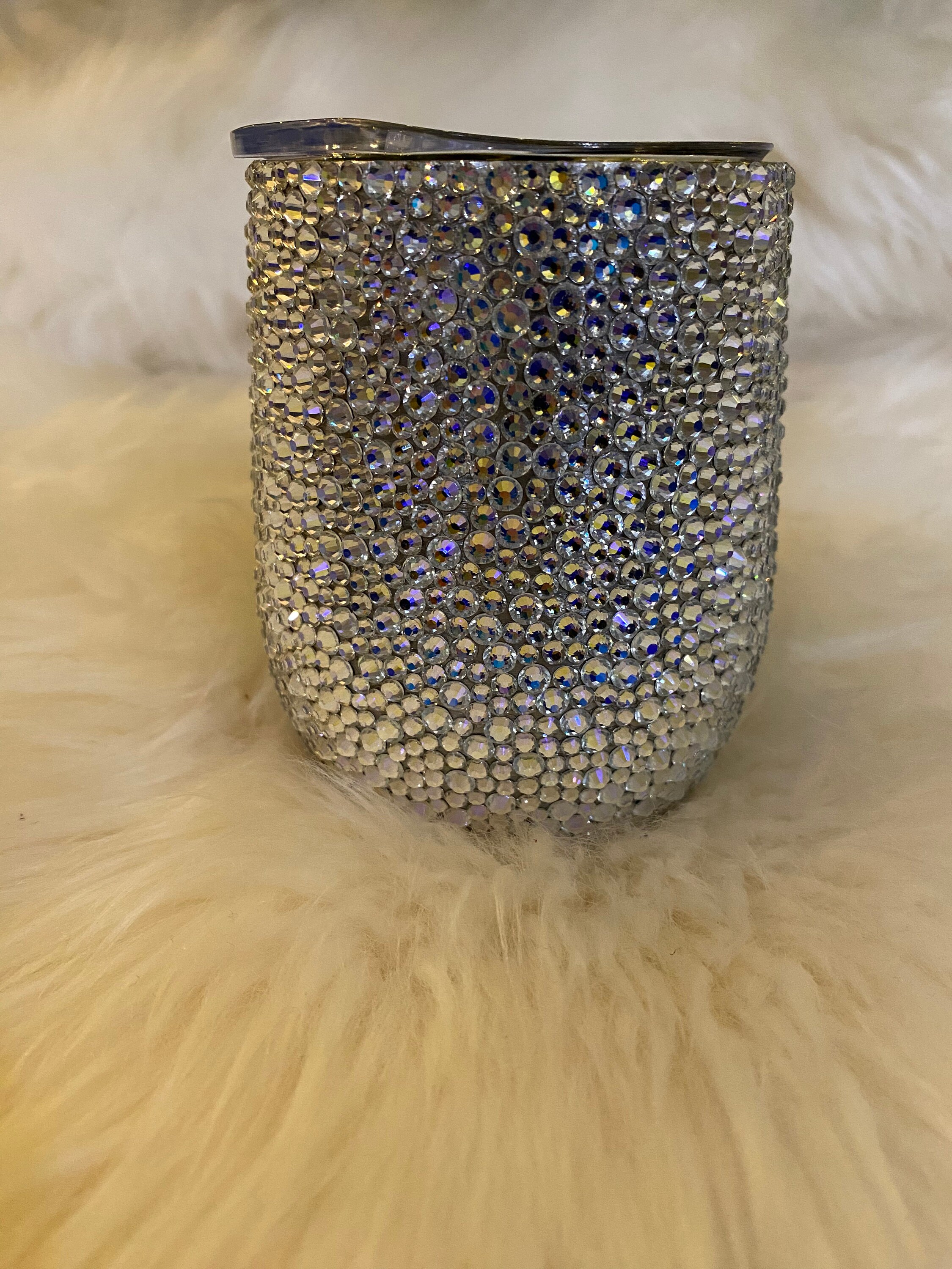 Bling Wine Tumbler Stemless Wine Glass Glass Rhinestone Wine Tumbler ...