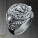 Ram Skull Gothic Mens Signet Ring in Silver, Aries Memento Mori Silver ...
