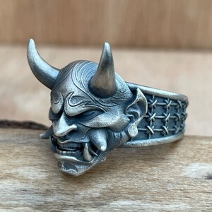 Silver Oni Mask Ring -men Haney Ghost Ring 925k Sterling Samurai Unique ...